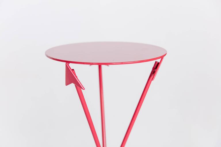 Midcentury Red Metal Arrow Drinks Tables, Pair For Sale at 1stDibs