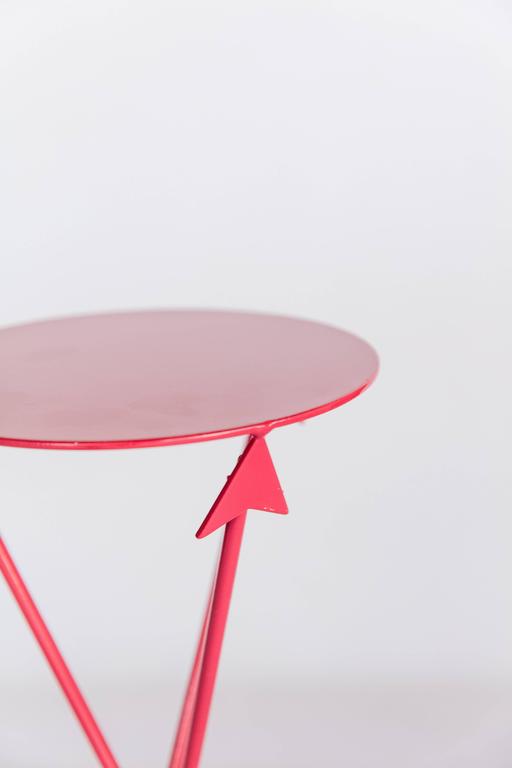 Midcentury Red Metal Arrow Drinks Tables, Pair For Sale at 1stDibs