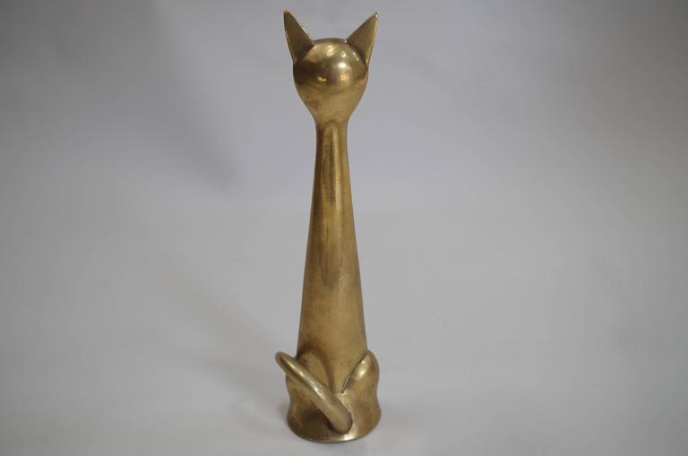 Small Gilt Bronze Cat Sculpture, circa 1980 at 1stDibs