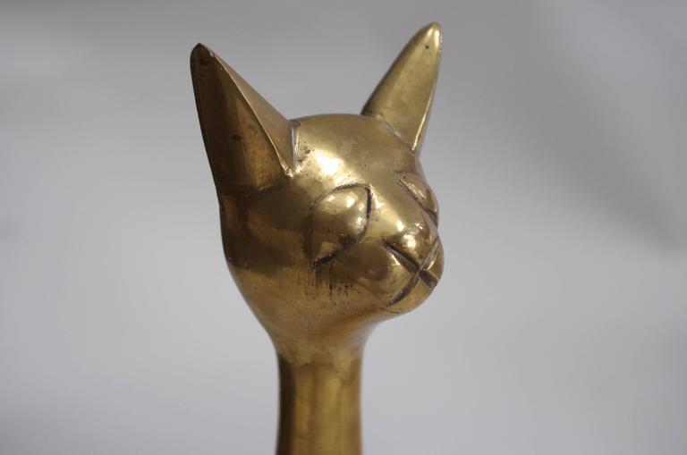 Small Gilt Bronze Cat Sculpture, circa 1980 at 1stDibs
