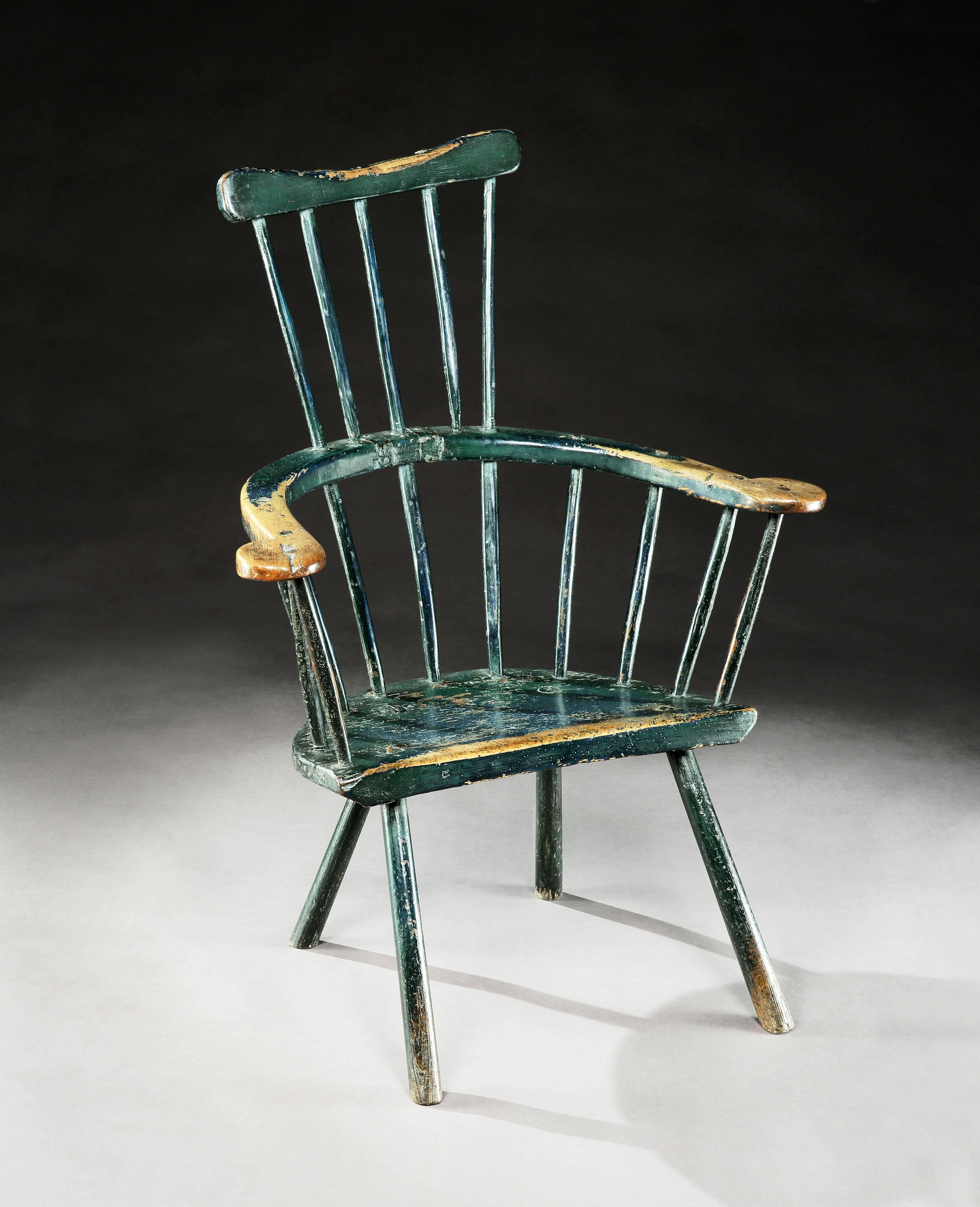 18th Century Primitive Comb Back Windsor Chair at 1stDibs