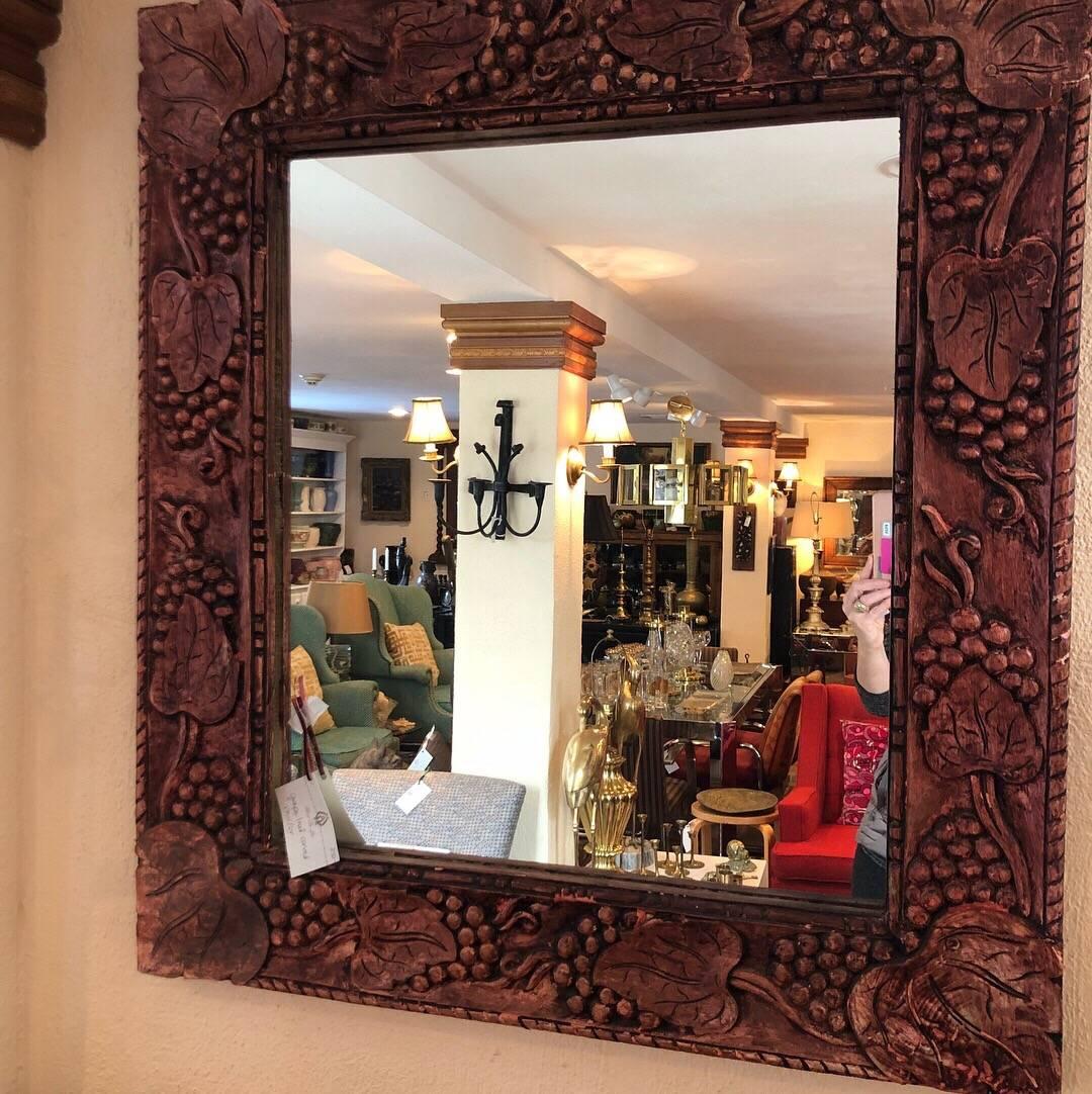 Large Heavily Carved Wooden Grape Vine Mirror at 1stDibs