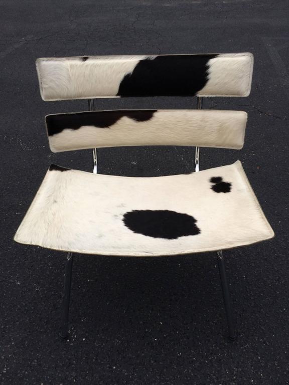 Cowhide and Chrome Eames Style Chair at 1stDibs