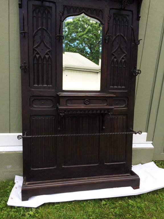 Antique Gothic Carved Walnut Hall Tree at 1stDibs