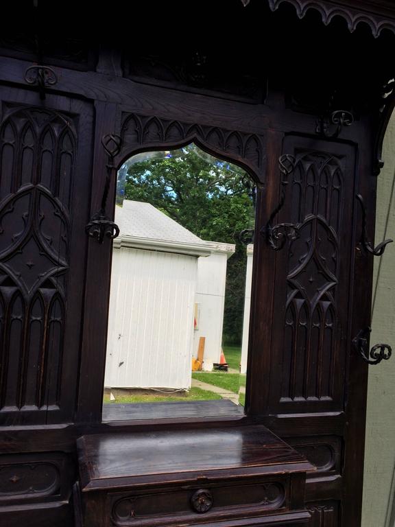 Antique Gothic Carved Walnut Hall Tree at 1stDibs