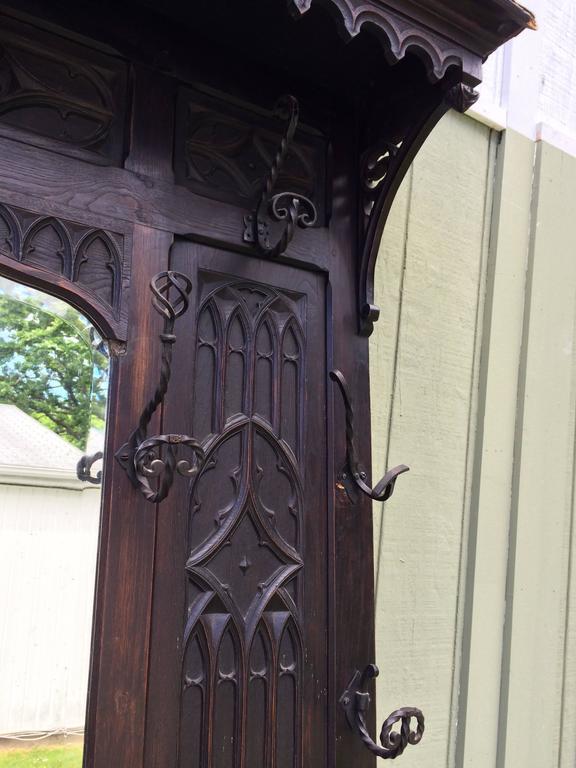Antique Gothic Carved Walnut Hall Tree at 1stDibs