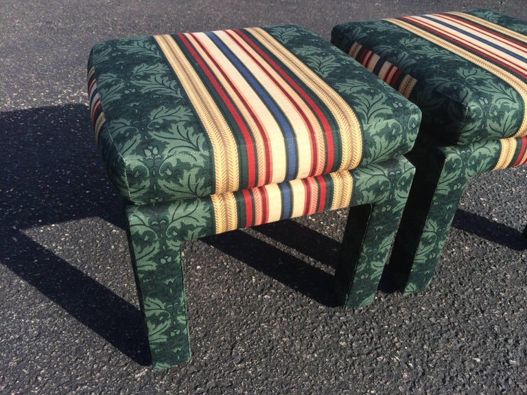 Pair of Square Upholstered Parsons Stools at 1stDibs