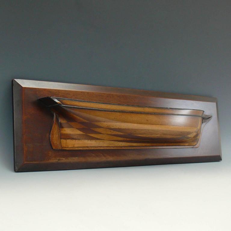 Striped Half Hull Wooden Boat Model, circa 1900 at 1stDibs