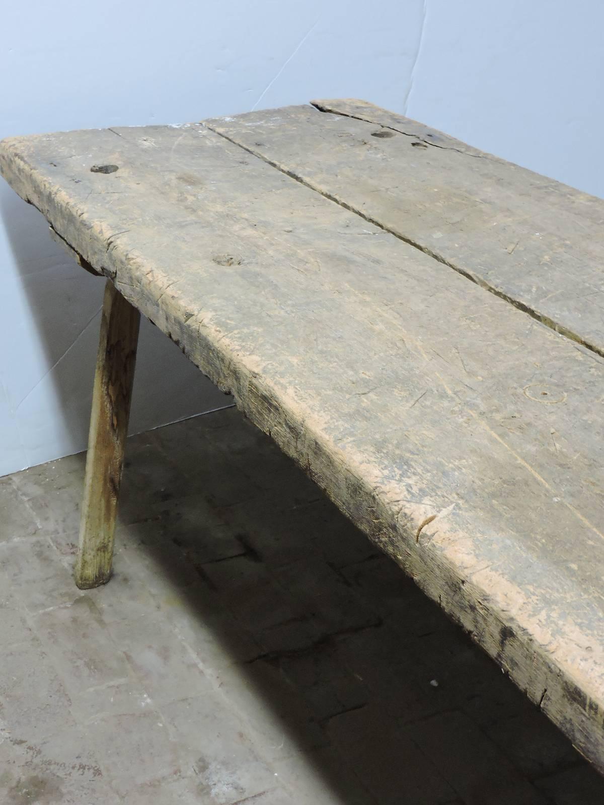 19th Century American Primitive Butchers Work Table Bench at 1stDibs