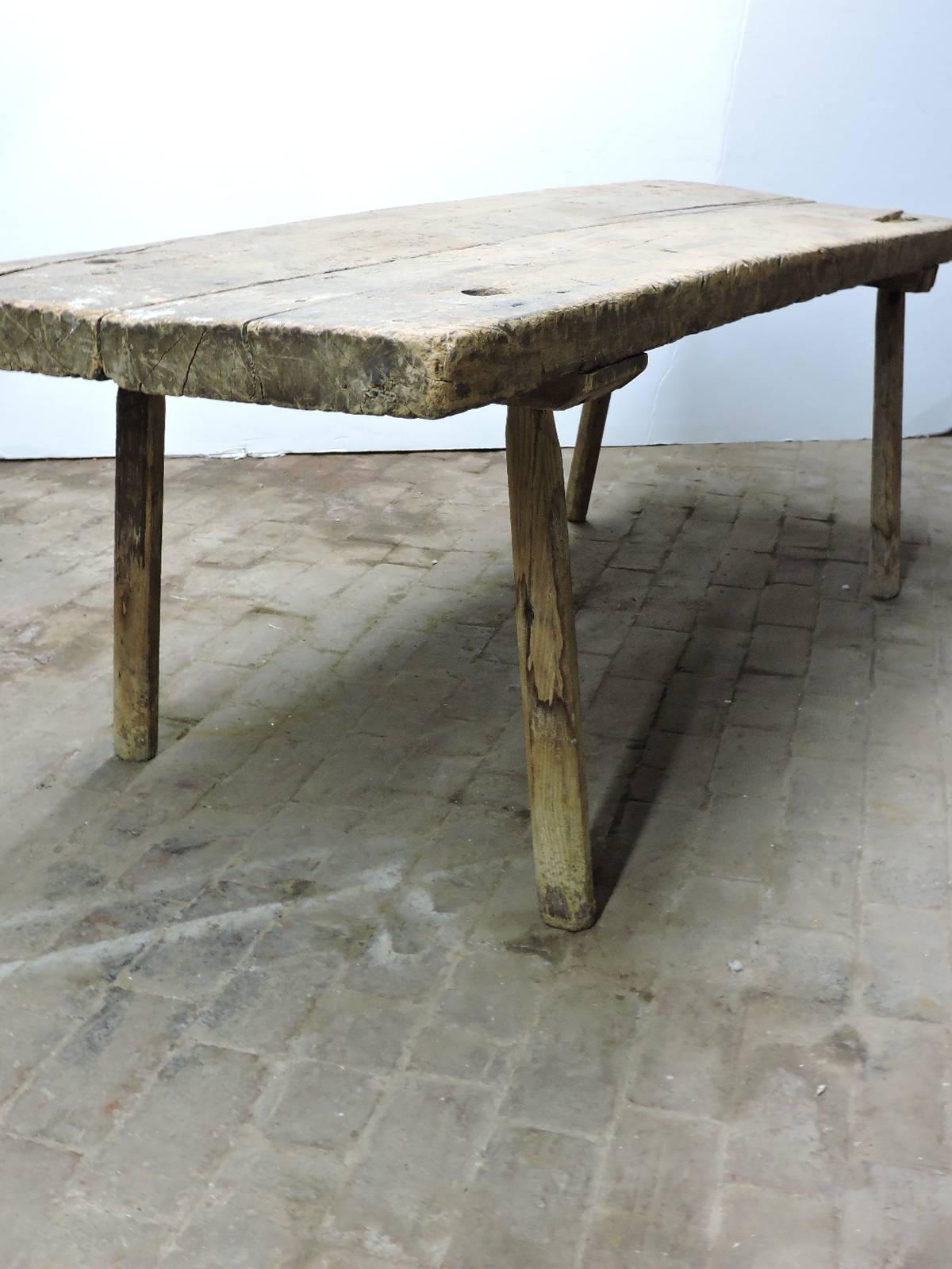 19th Century American Primitive Butchers Work Table Bench at 1stDibs