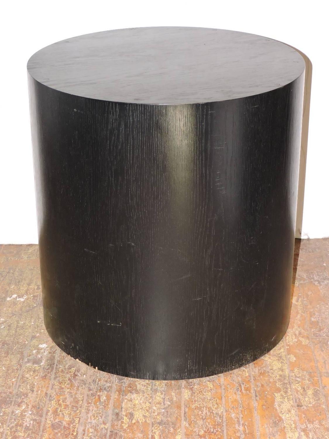 Large Ebonized Wood Cylinder Pedestal Table at 1stdibs