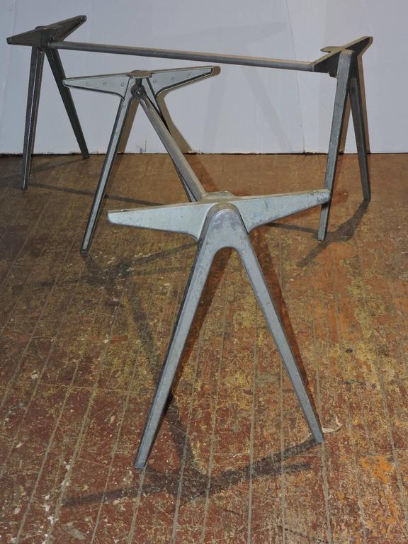 Jean Prouve Style Aluminum Compass Table Bases at 1stDibs