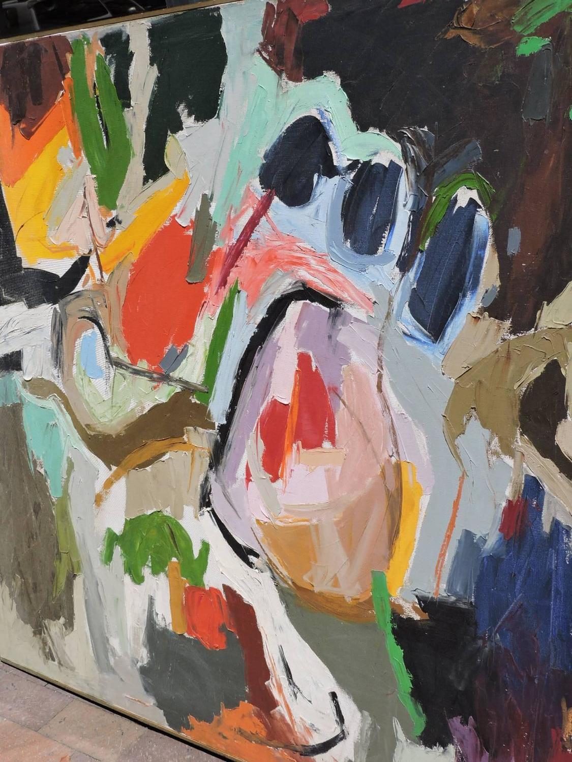 Large Mid-20th Century Eye Dazzler Abstract Painting at 1stdibs