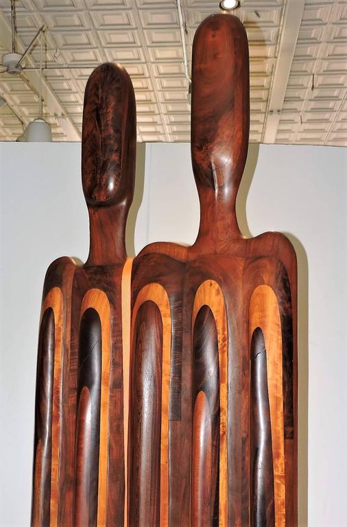 Totemic Figures Exotic Wood Sculpture For Sale at 1stDibs
