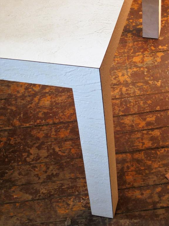 Textured White Laminate Parsons Table For Sale at 1stDibs