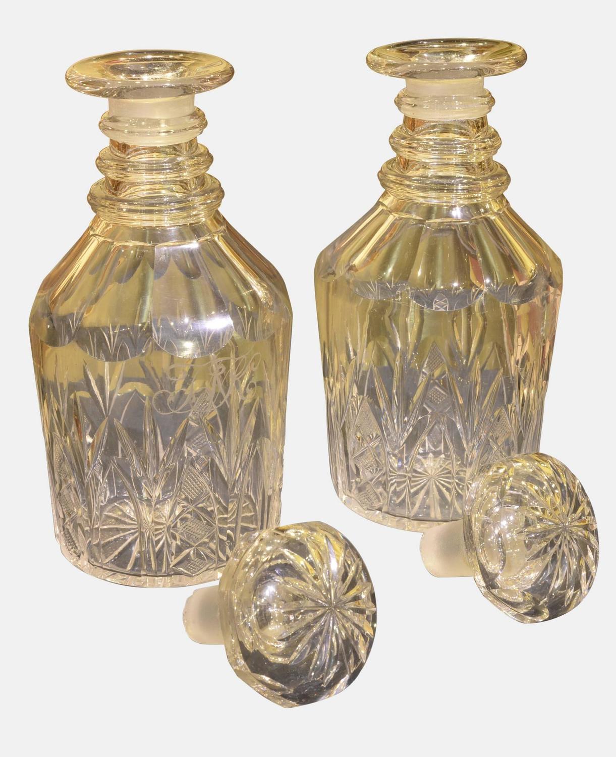Pair of 19th Century Crystal Decanters For Sale at 1stdibs