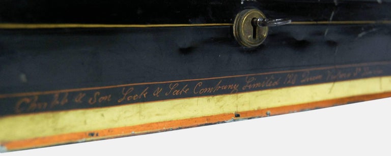 Edwardian Jappaned Metal and Brass Cash Box by Chubb and Sons at ...