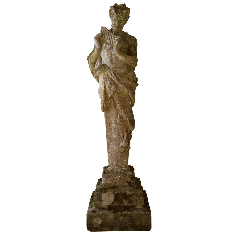 Composition Stone Figure of Pan at 1stDibs