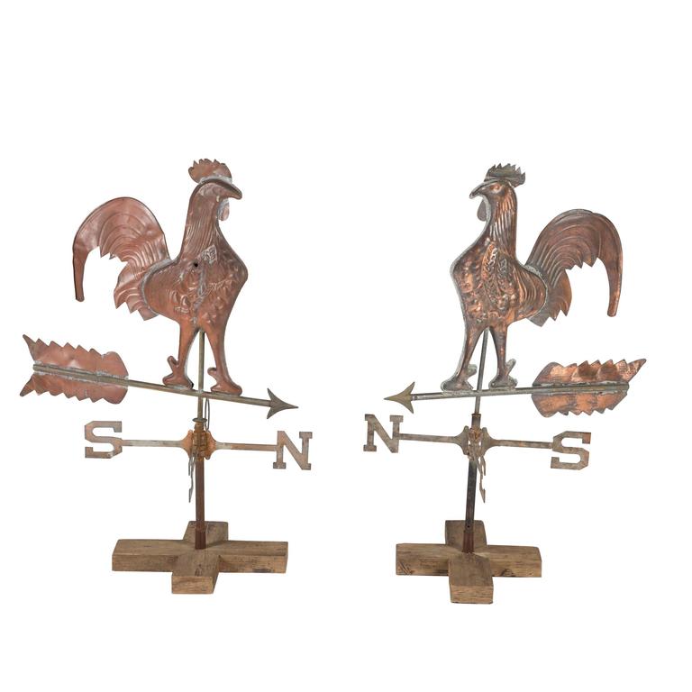Rare Pair of French Copper Weathervanes, circa 1900 at 1stDibs