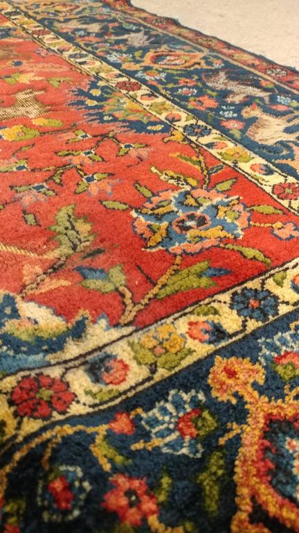 Antique Silk Turkish Rug, Handmade Oriental Rug, Red and Blue, Fine ...