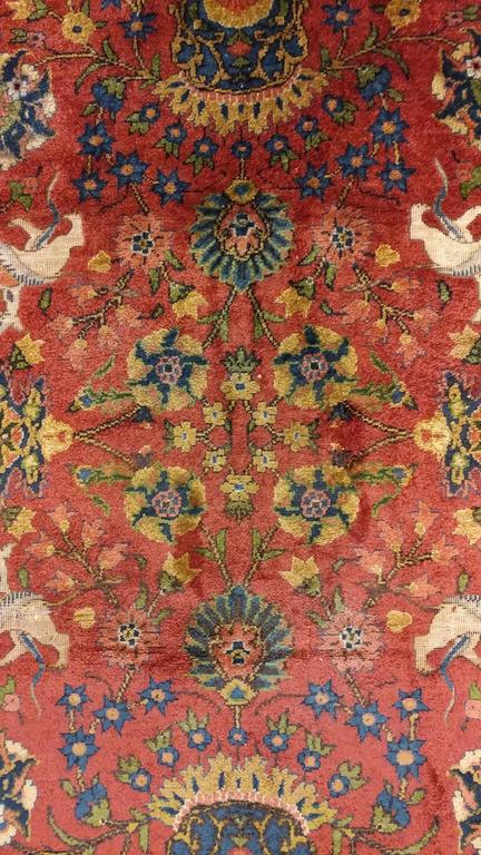 Antique Silk Turkish Rug, Handmade Oriental Rug, Red and Blue, Fine ...
