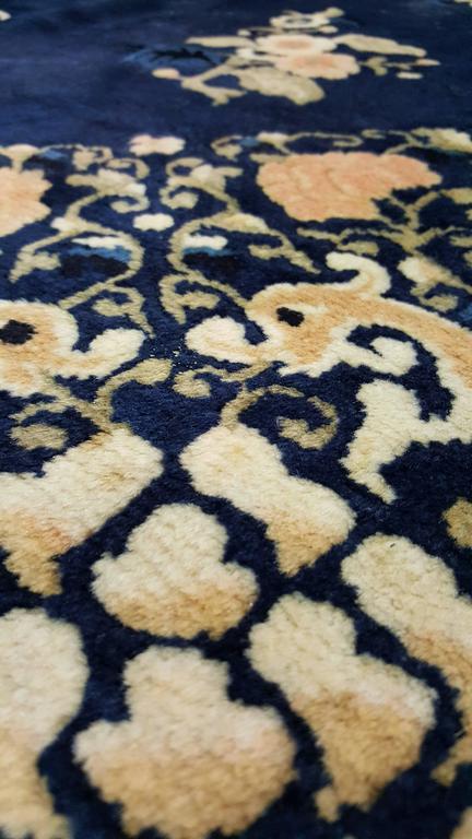 Antique Peking Chinese Rug, Handmade Oriental Rug, Blue, Ivory, Peach ...