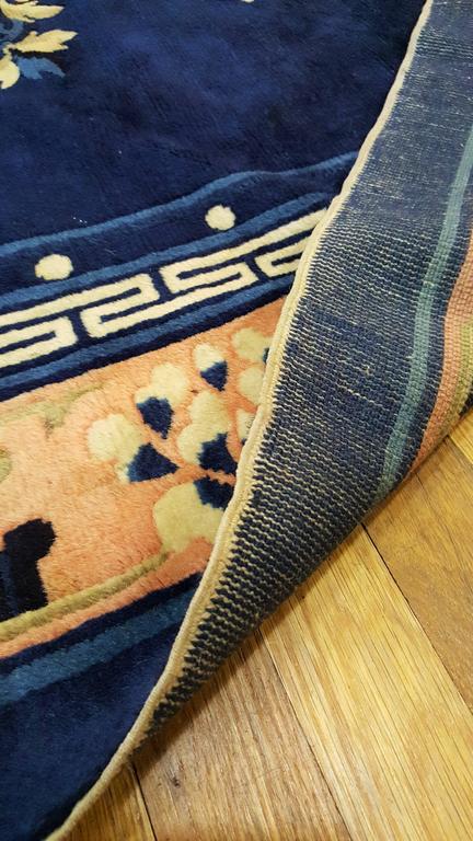 Antique Peking Chinese Rug, Handmade Oriental Rug, Blue, Ivory, Peach ...