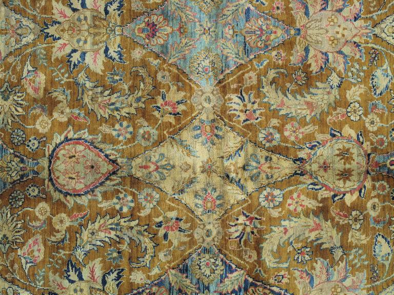 Vintage Indo Tabriz Carpet, Oriental Rug, Handmade, Taupe, Gold, Cream ...