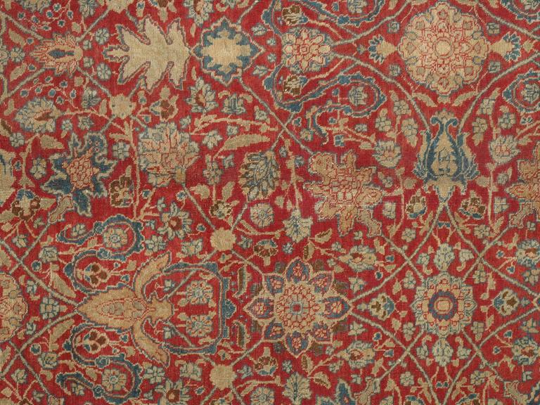 Antique Tabriz Carpet, Fine Oriental Rug, Hand Made, Red, Royal Blue ...
