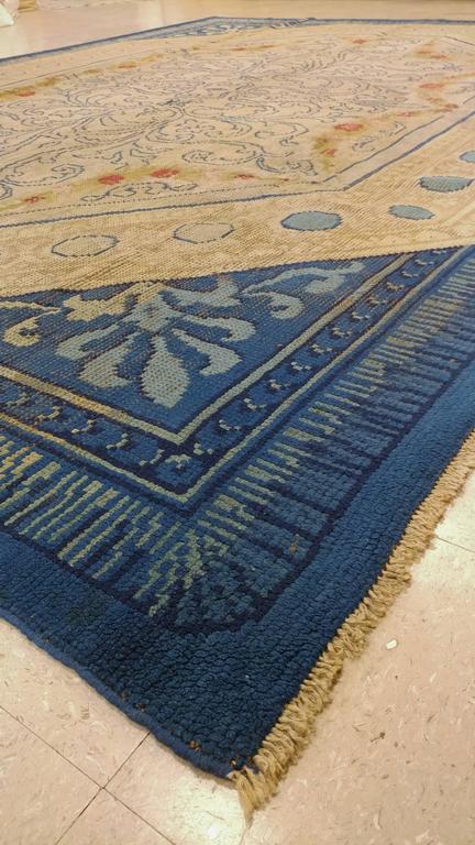 Antique English Carpet, Finely Woven Blue Cream Carpet, Blue Rug, Hand ...