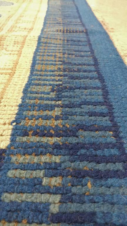 Antique English Carpet, Finely Woven Blue Cream Carpet, Blue Rug, Hand ...