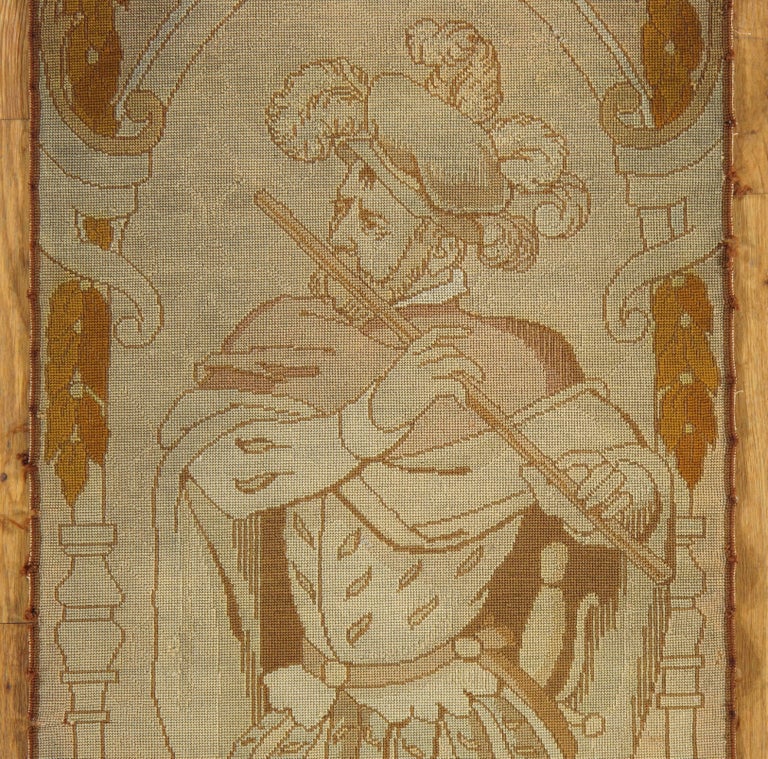 Antique English Panel Tapestry, Gold, Ivory, Rust For Sale at 1stDibs