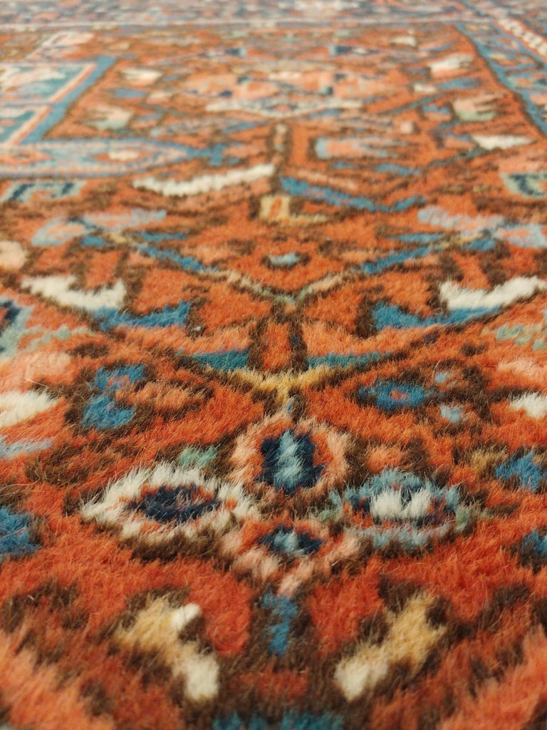 Vintage Persian Karaja Rug, Handmade Wool Oriental Rug, Rust, Ivory ...