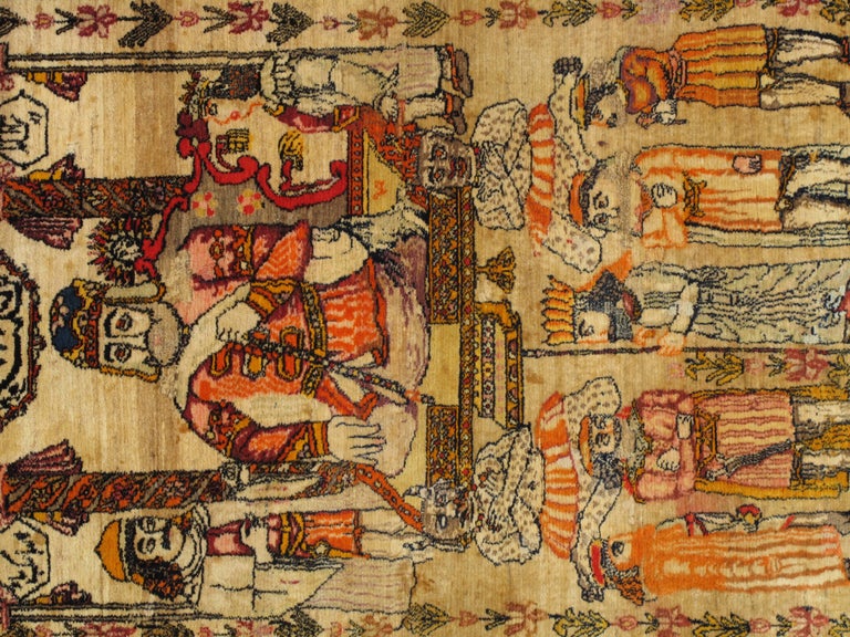 Antique Persian Pictorial Malayer Rug, Wall Hanging, King of Persia ...