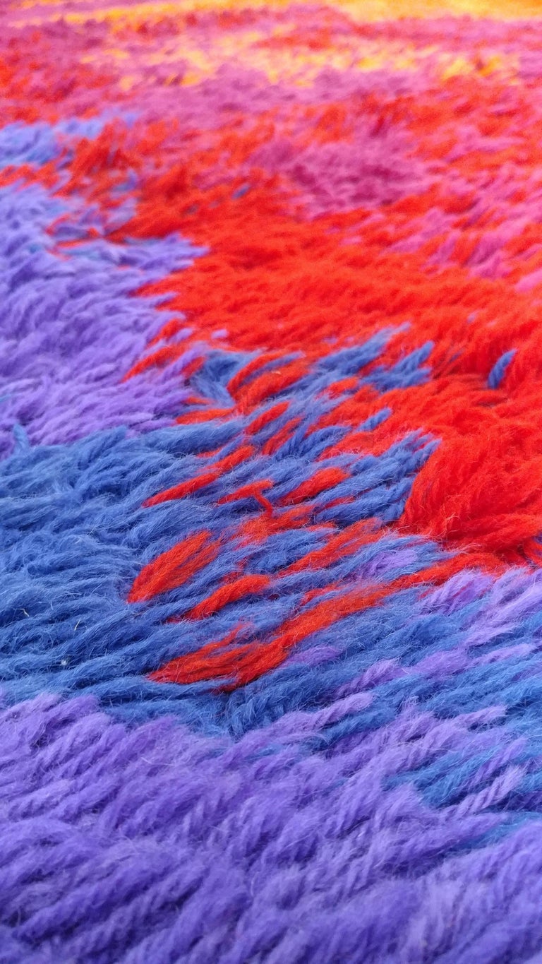 Vintage Rya Carpet, Swedish, Colorful, Mid-Century Modern For Sale at ...