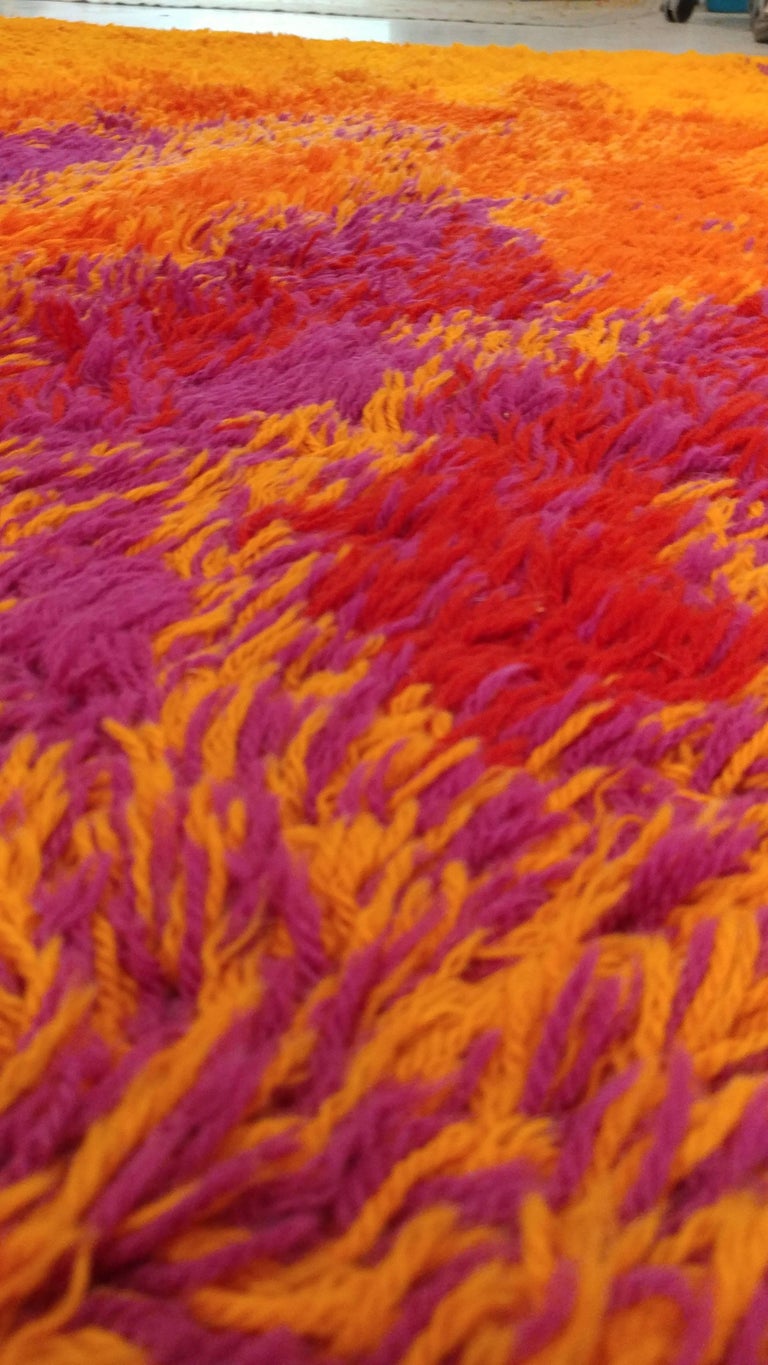 Vintage Rya Carpet, Swedish, Colorful, Mid-Century Modern For Sale at ...