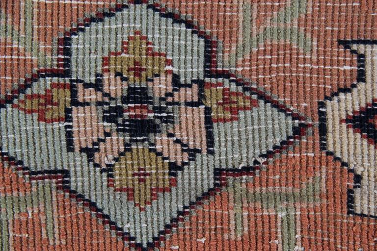 Vintage Area Rug, Handmade Traditional Oriental Olive Green Wool Rug ...