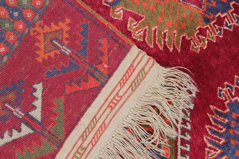 Antique Rugs Red Carpet from Turkmenistan, Hand woven Organic Wool Rug ...