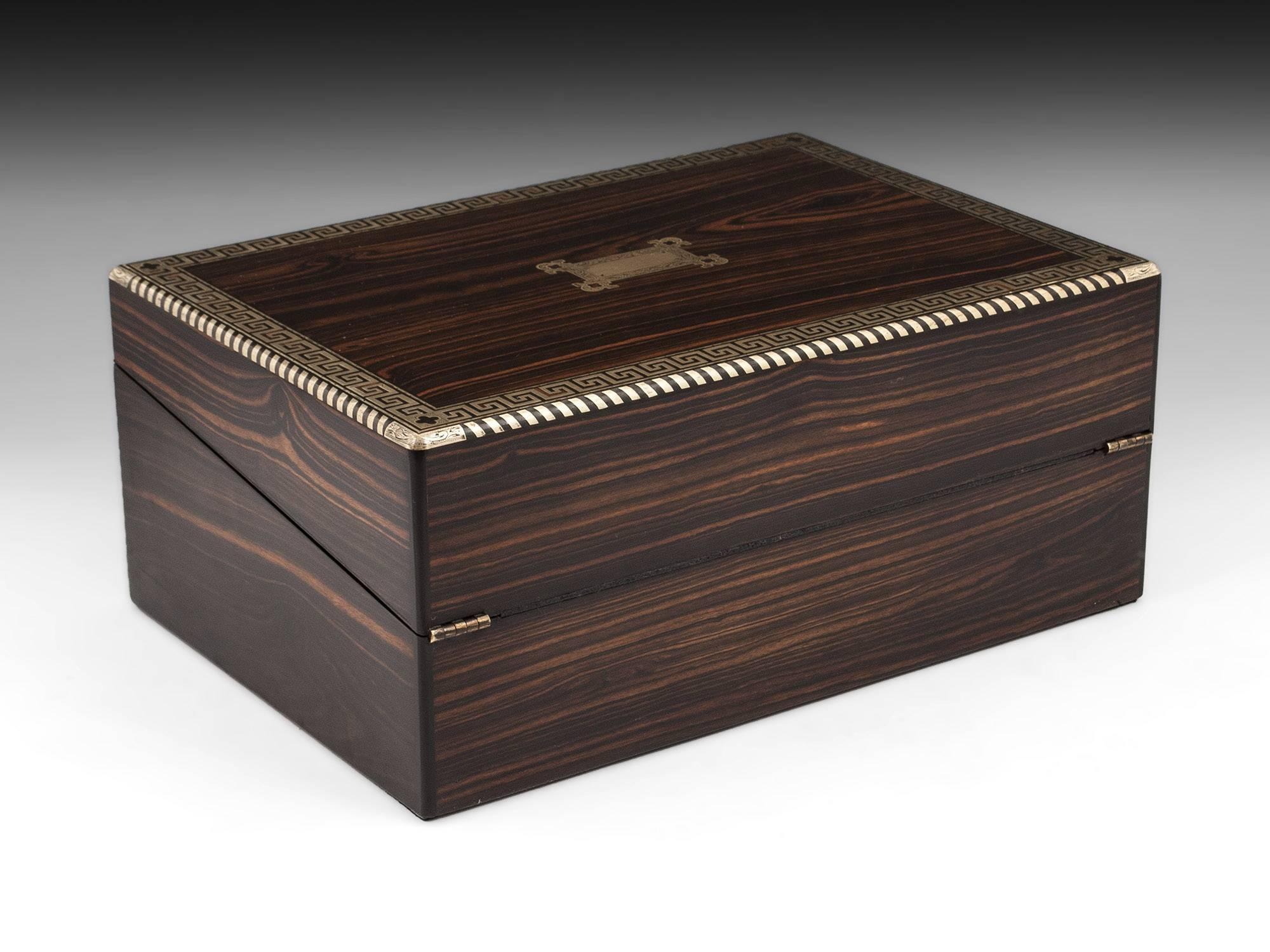 Antique Greek Key Calamander and Brass Writing Box, 19th Century For ...