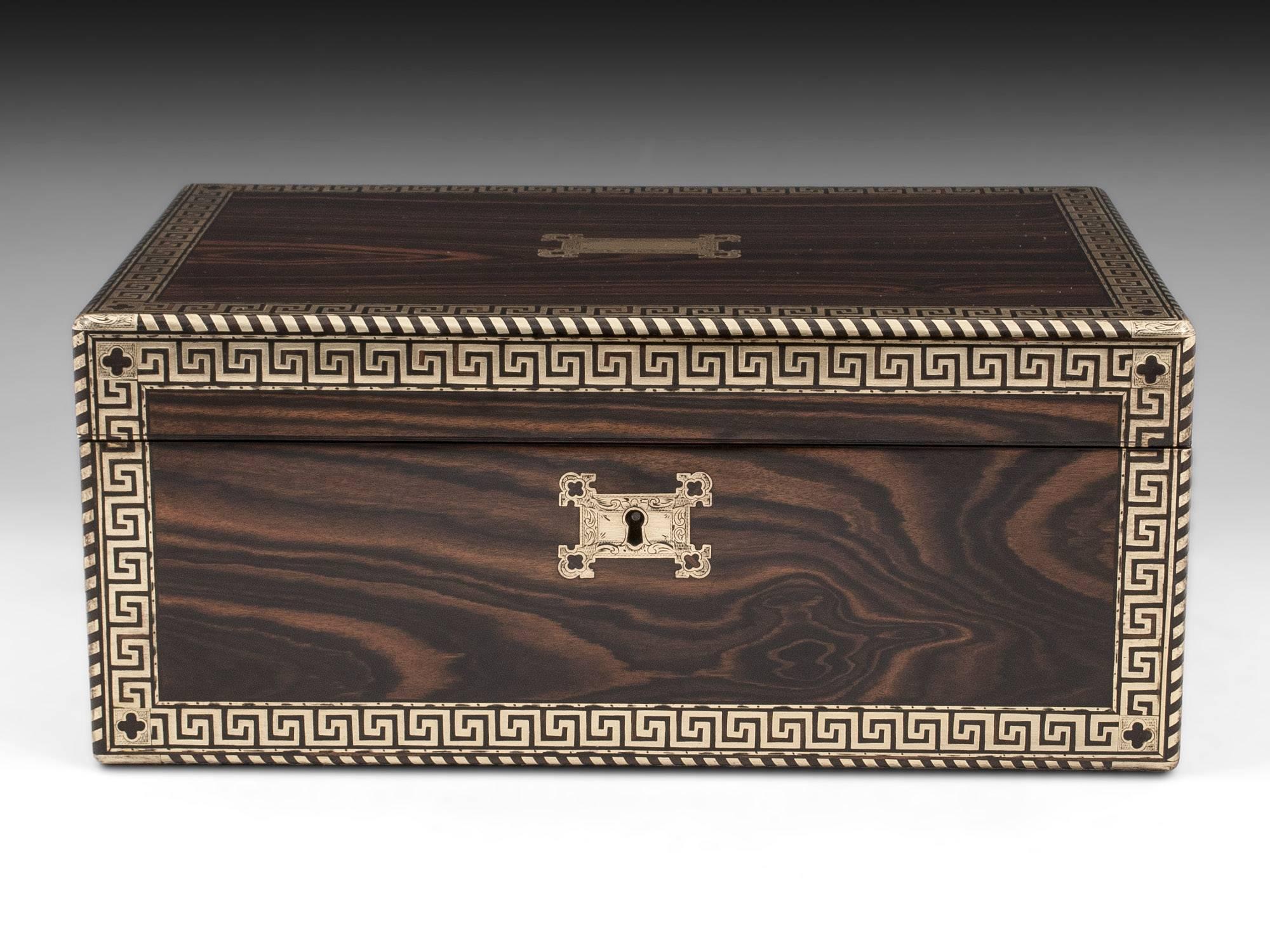 Antique Greek Key Calamander and Brass Writing Box, 19th Century For ...