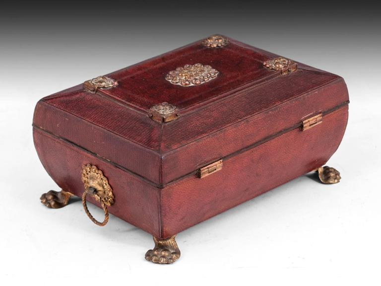 Antique Miniature Regency Red Leather Sewing Box at 1stDibs
