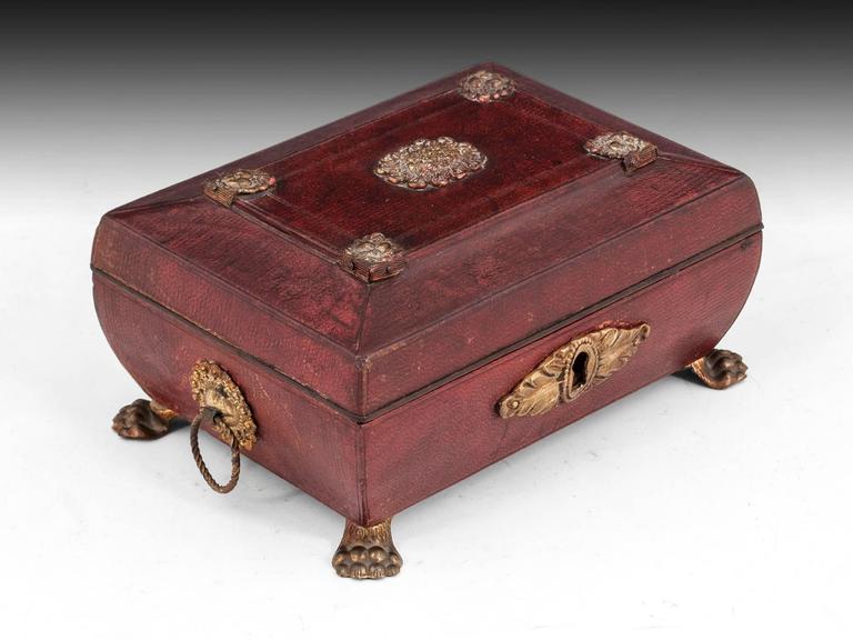 Antique Miniature Regency Red Leather Sewing Box at 1stDibs