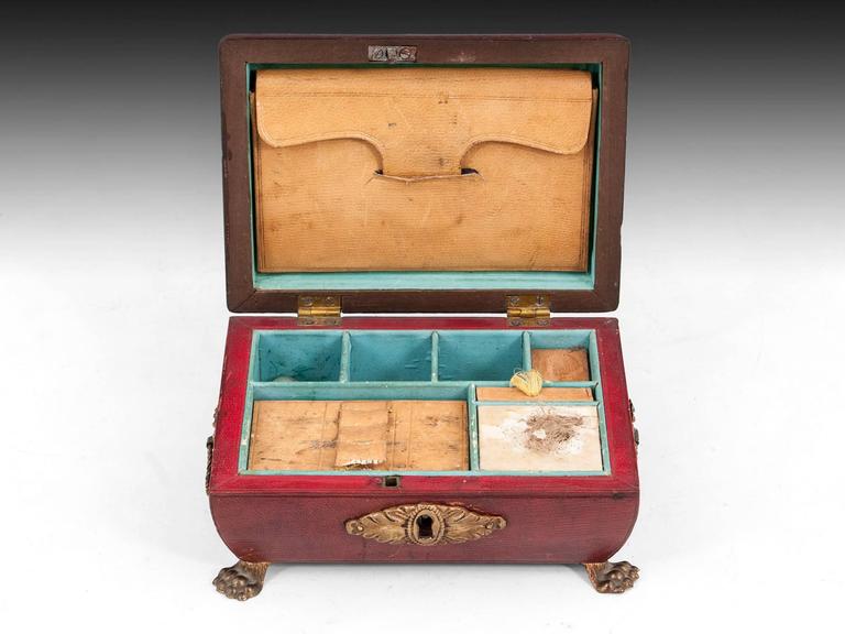 Antique Miniature Regency Red Leather Sewing Box at 1stDibs