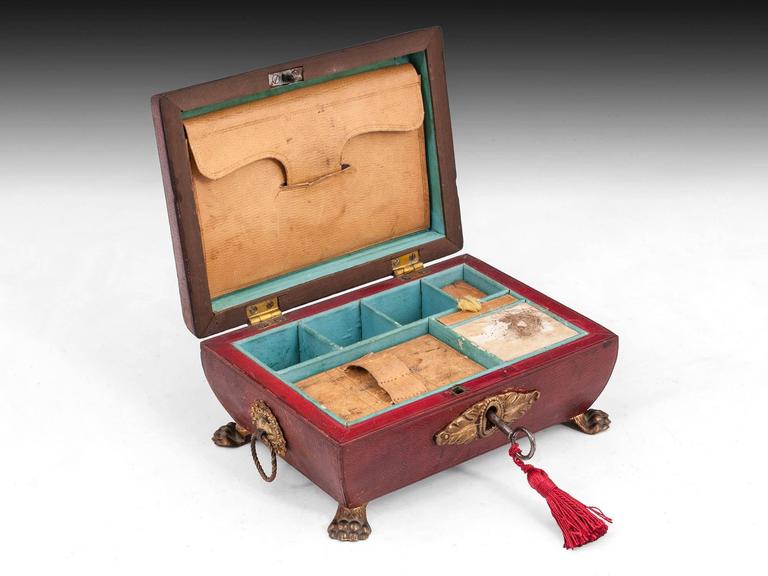 Antique Miniature Regency Red Leather Sewing Box at 1stDibs