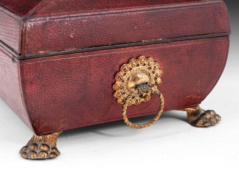 Antique Miniature Regency Red Leather Sewing Box at 1stDibs