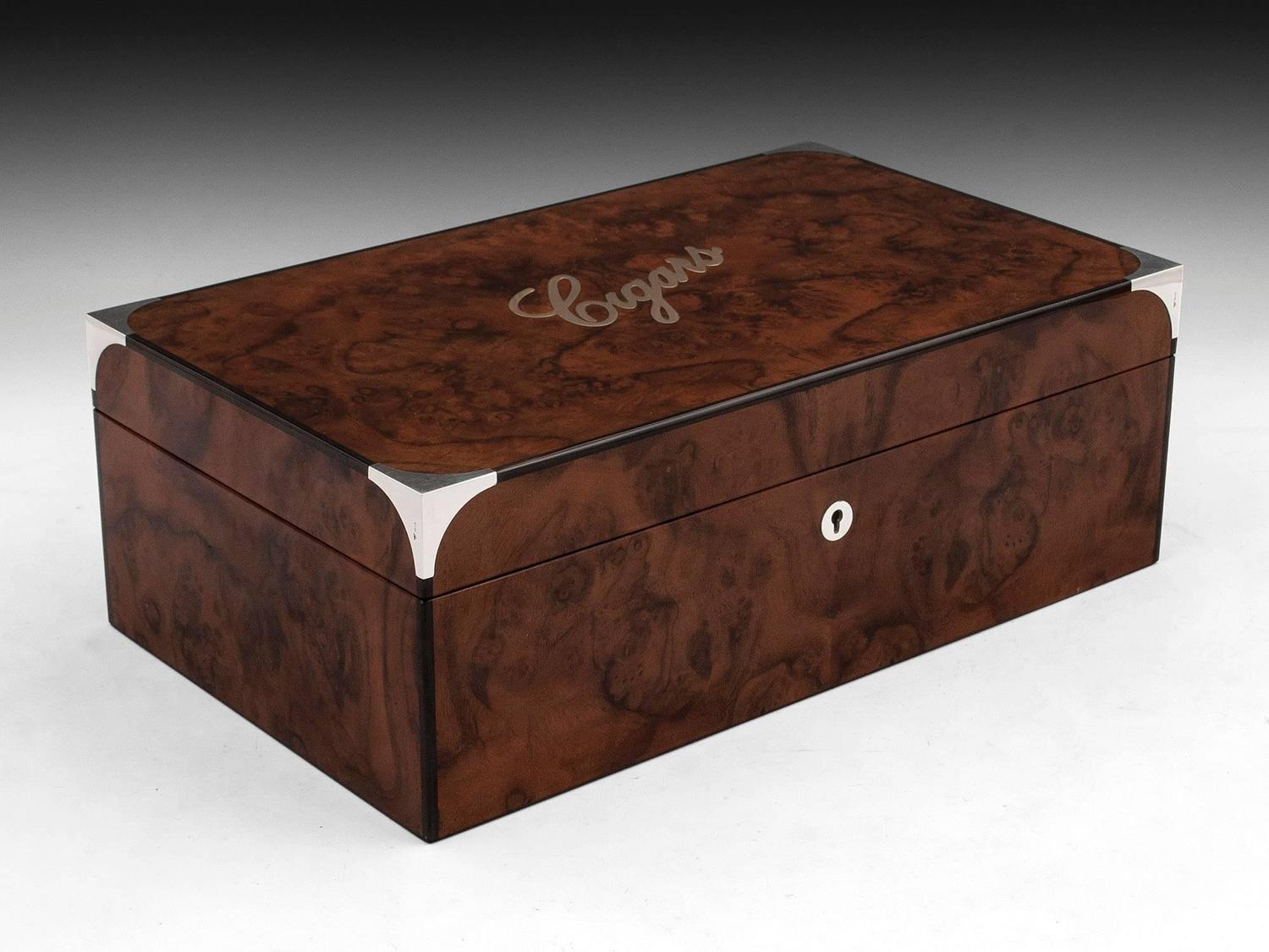 Walnut and Silver Cigar Box For Sale at 1stdibs