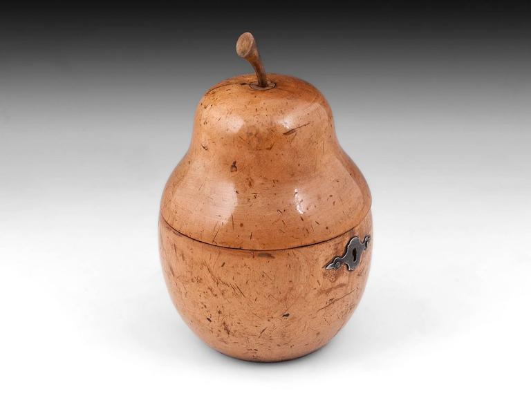 Antique Treen Pear Fruit Wood Tea Caddy at 1stdibs