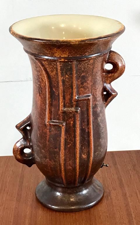 Ceramic Rust Metallic Glaze Art Deco Table Lamp by Stangl, 1930's at ...