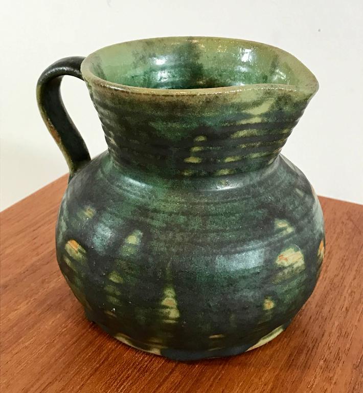 Ceramic Green Drip Glaze Small Pitcher by Fulper Pottery For Sale at ...