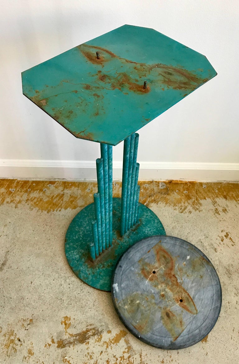 Curtis Jere Memphis Era Metal Side Table with Round Marble Top, 1987 at ...